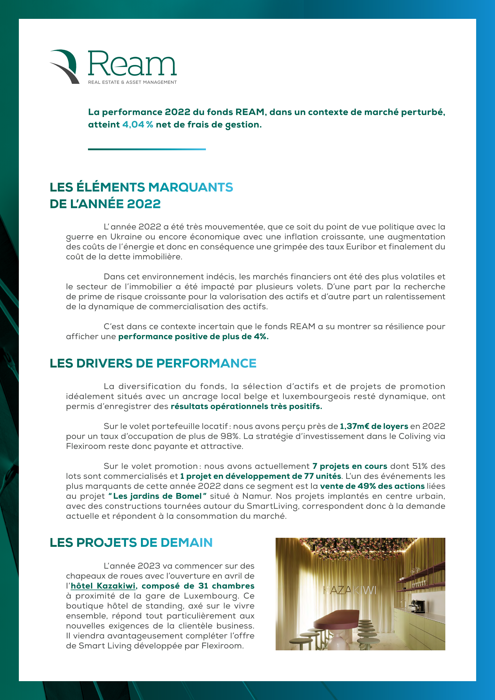 Lettre aux actionnaires - Mars 2023 - REAM